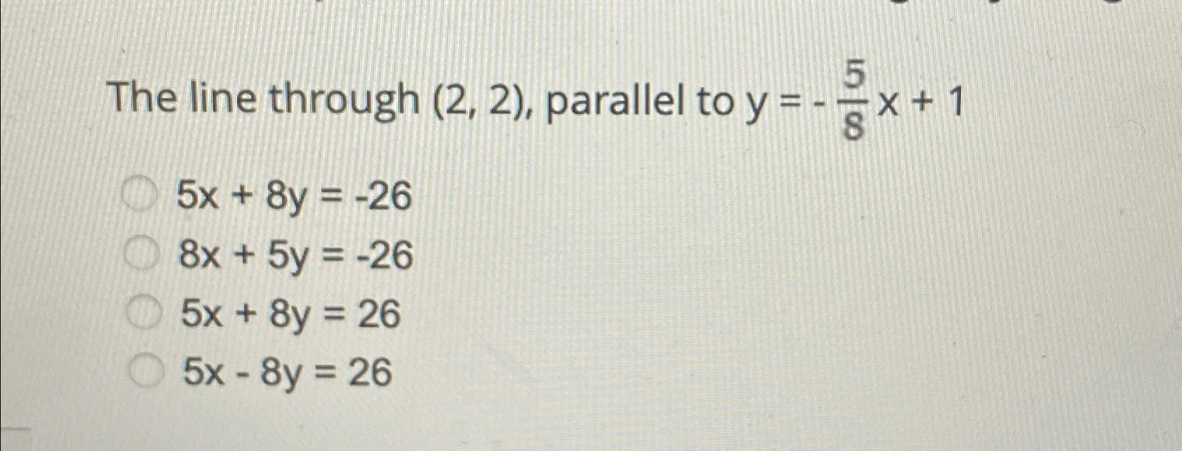 Solved The line through (2,2), ﻿parallel to | Chegg.com