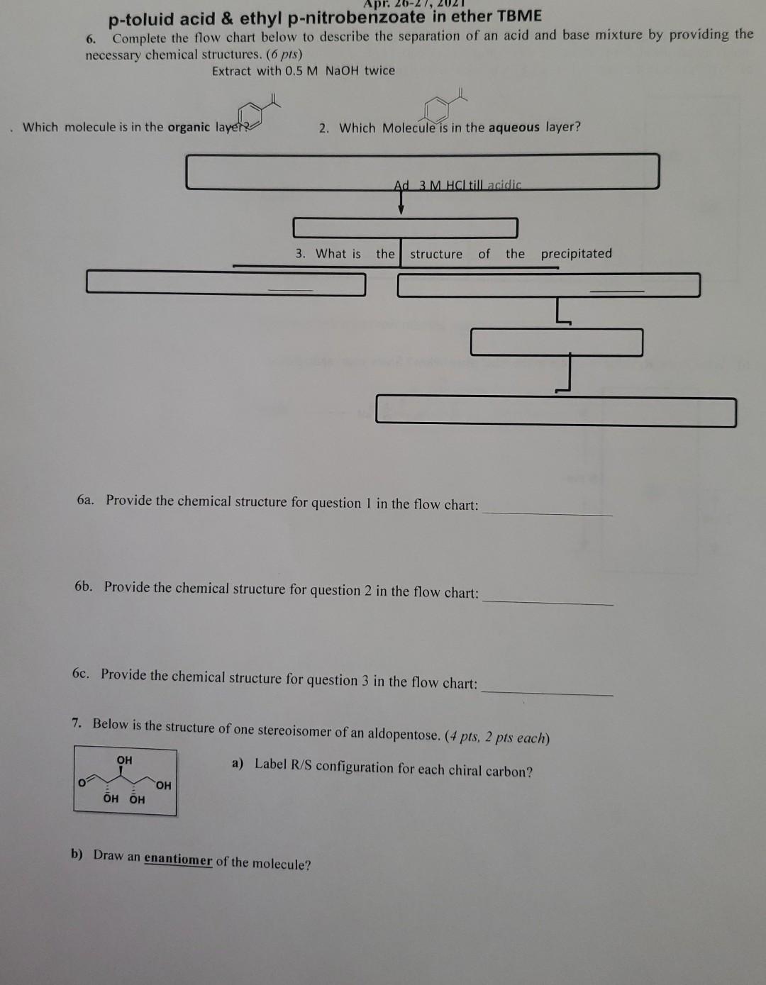 p-toluid acid & ethyl p-nitrobenzoate in ether TBME | Chegg.com