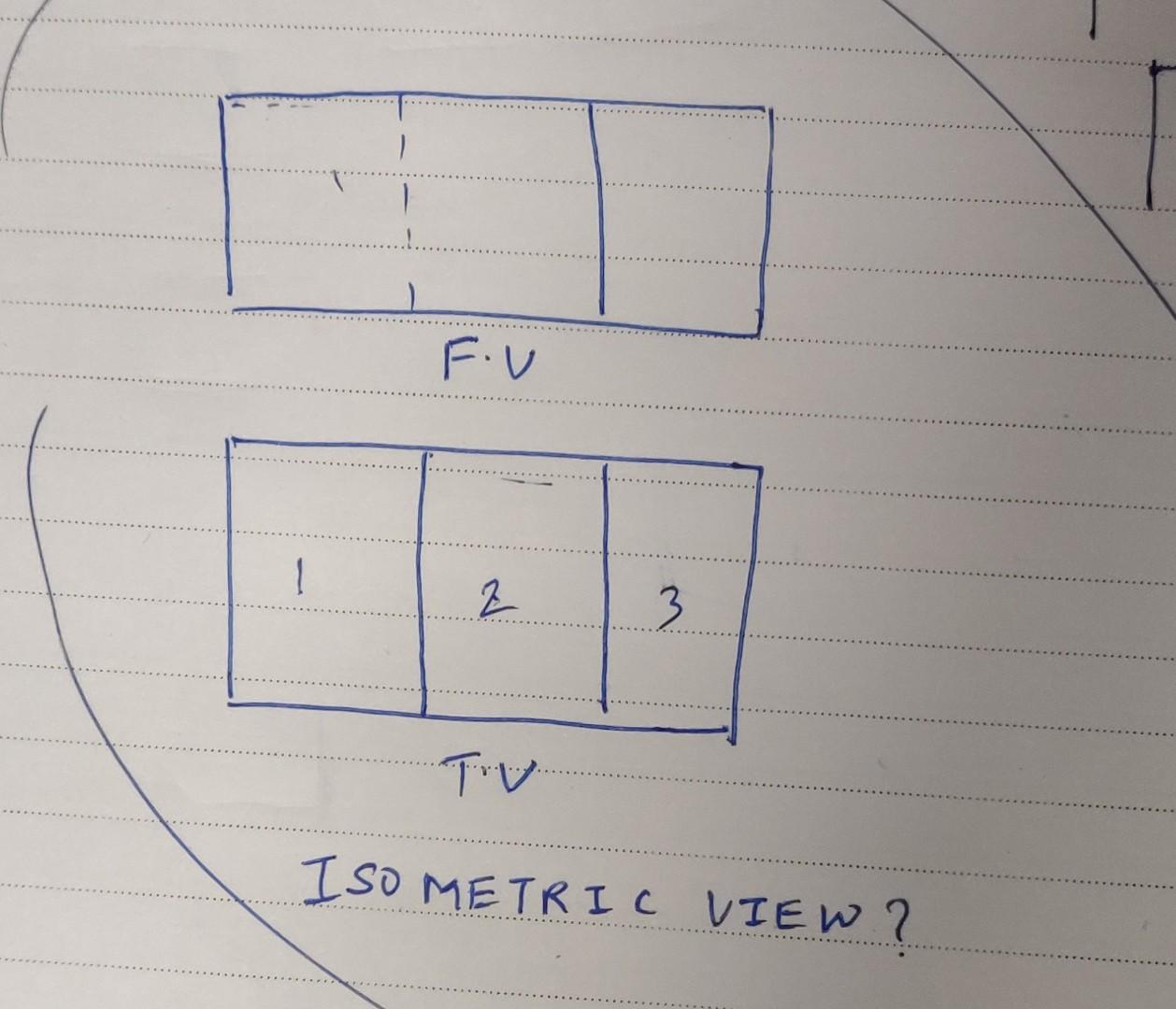 Solved 1 | F.V 2 3 ·T·V· ISO METRIC VIEW ? | Chegg.com
