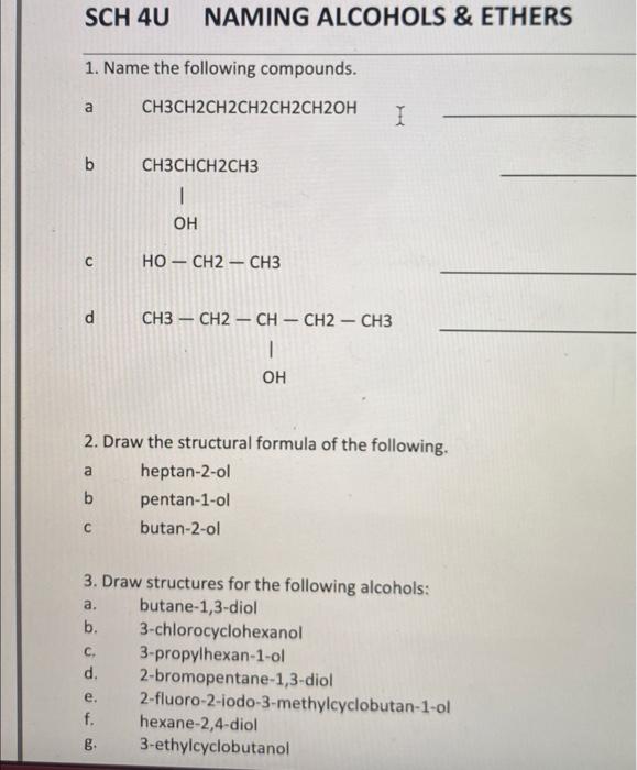 Solved 2. Draw the structural formula of the following. a | Chegg.com