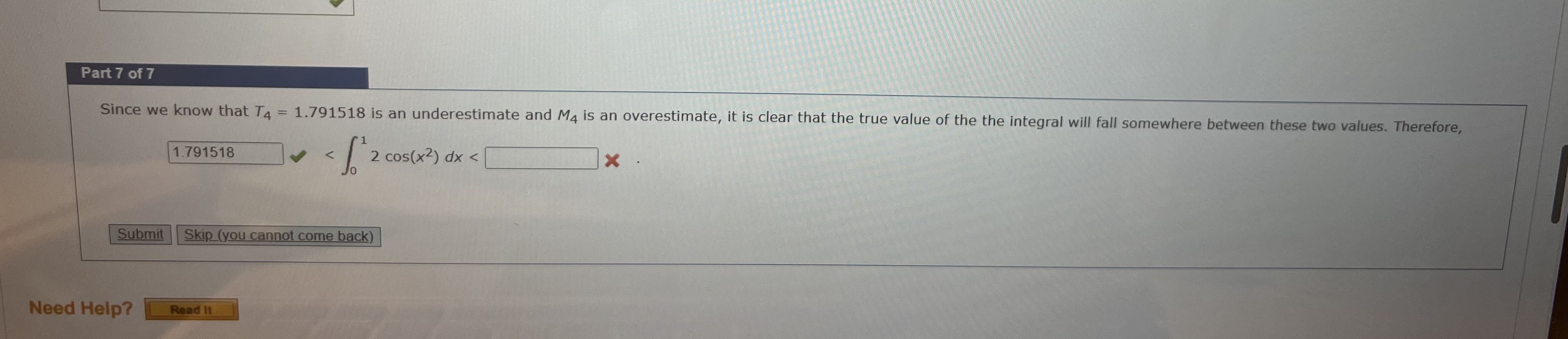 Solved Part 7 ﻿of 7Since we know that T4=1.791518 ﻿is an | Chegg.com