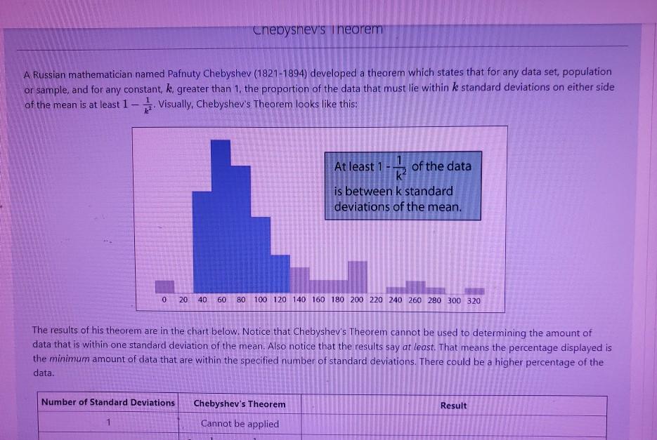 Solved VSC Chebyshev's Theorem Practice: Scenario 1 9: son | Chegg.com