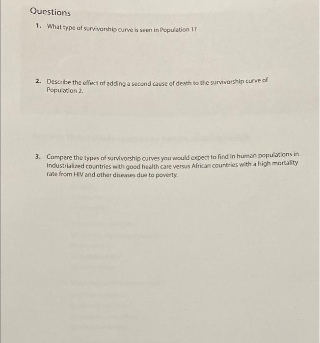 Solved SURVIVORSHIP CURVES Survivorship curves illustrate | Chegg.com
