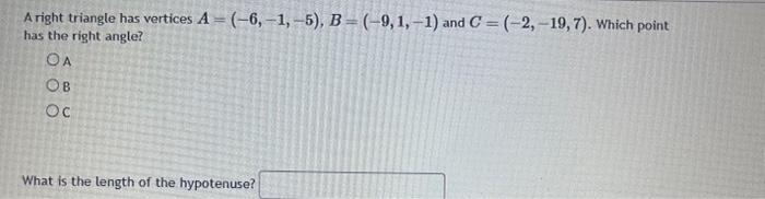 Solved A right triangle has vertices | Chegg.com