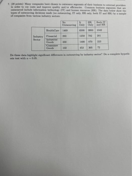 Solved 7. (20 points) Mary companies have choeen to | Chegg.com