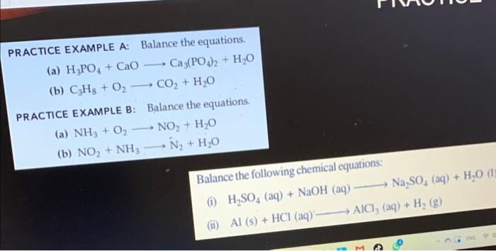 Solved PRACTICE EXAMPLE A: Balance the equations. (a) | Chegg.com
