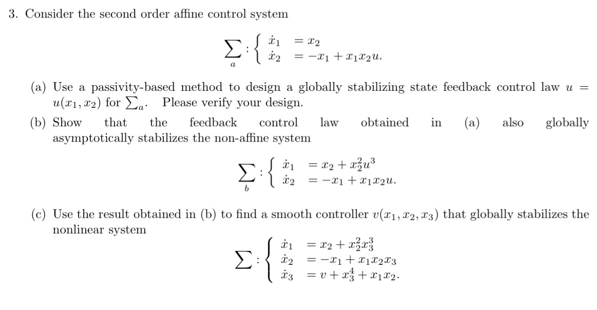 Consider The Second Order Affine Control