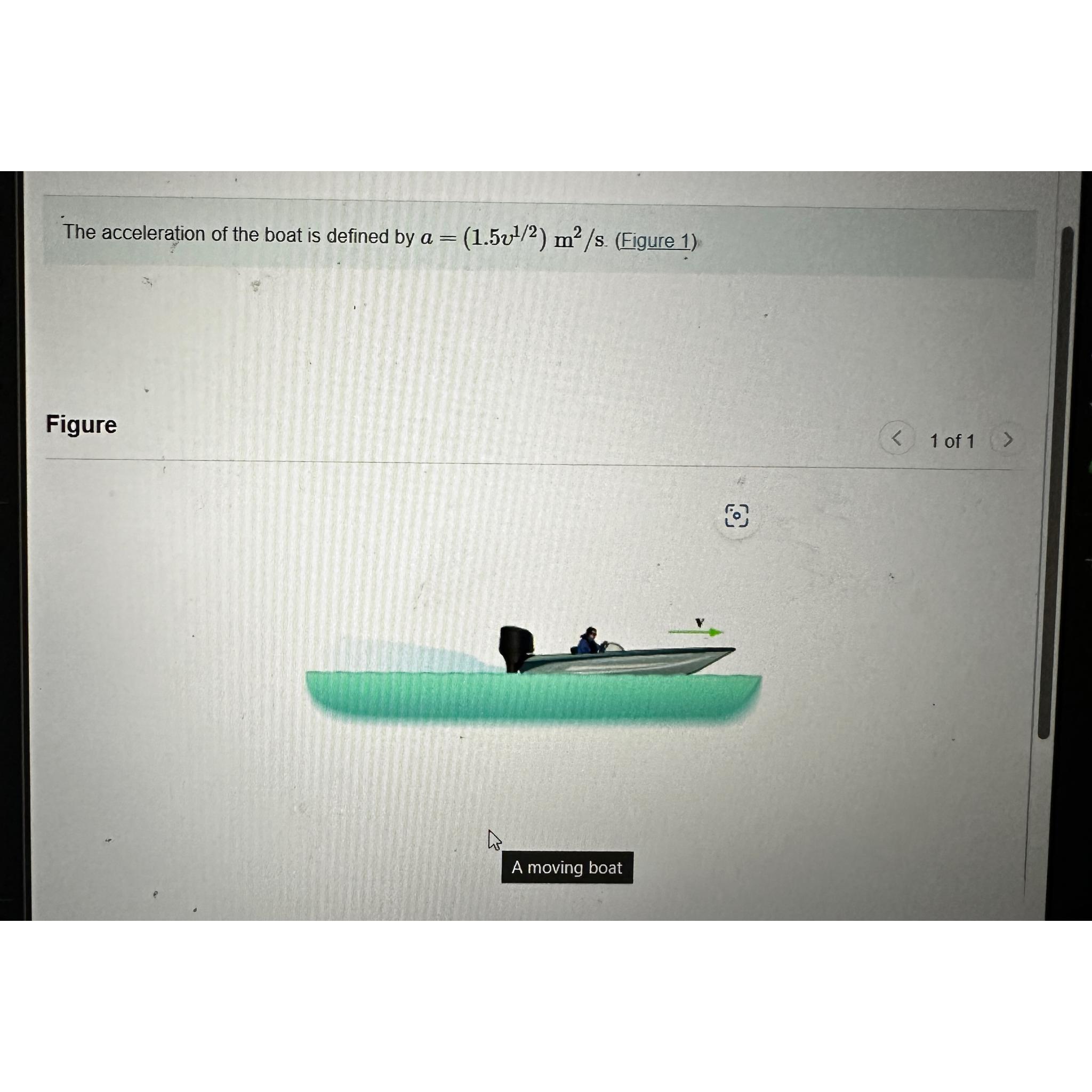 The acceleration of the boat is defined by | Chegg.com
