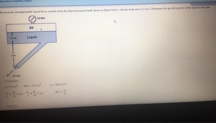 Solved An inviscid, incompressible liquid flows steadily | Chegg.com