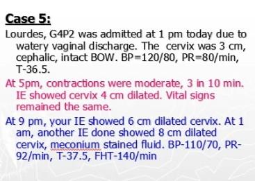 Solved Case 5: Lourdes, G4P2 was admitted at 1 pm today due | Chegg.com