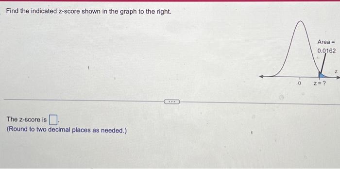 Solved Find the indicated z-score shown in the graph to the | Chegg.com