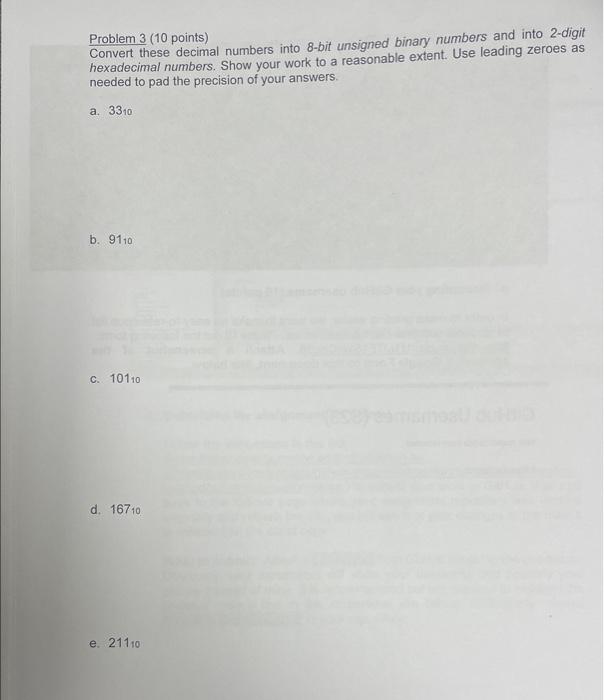 Solved Problem 3 (10 points) Convert these decimal numbers | Chegg.com