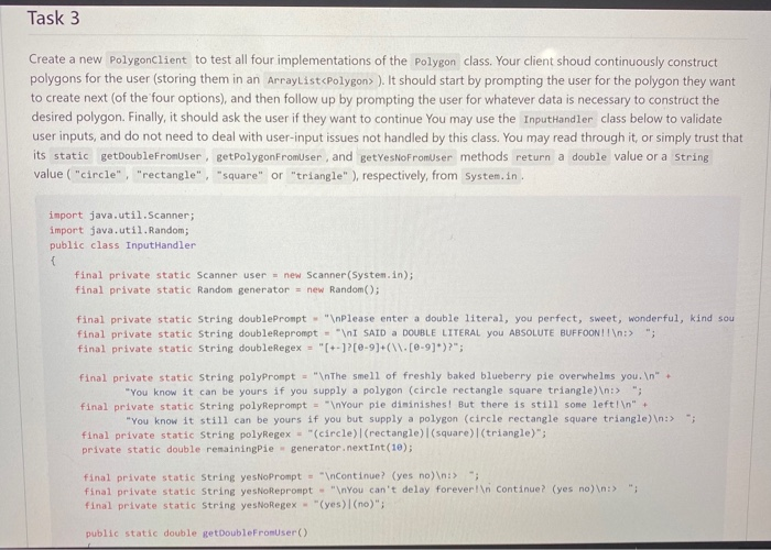 Solved Task 3 Create a new Polygonclient to test all four | Chegg.com
