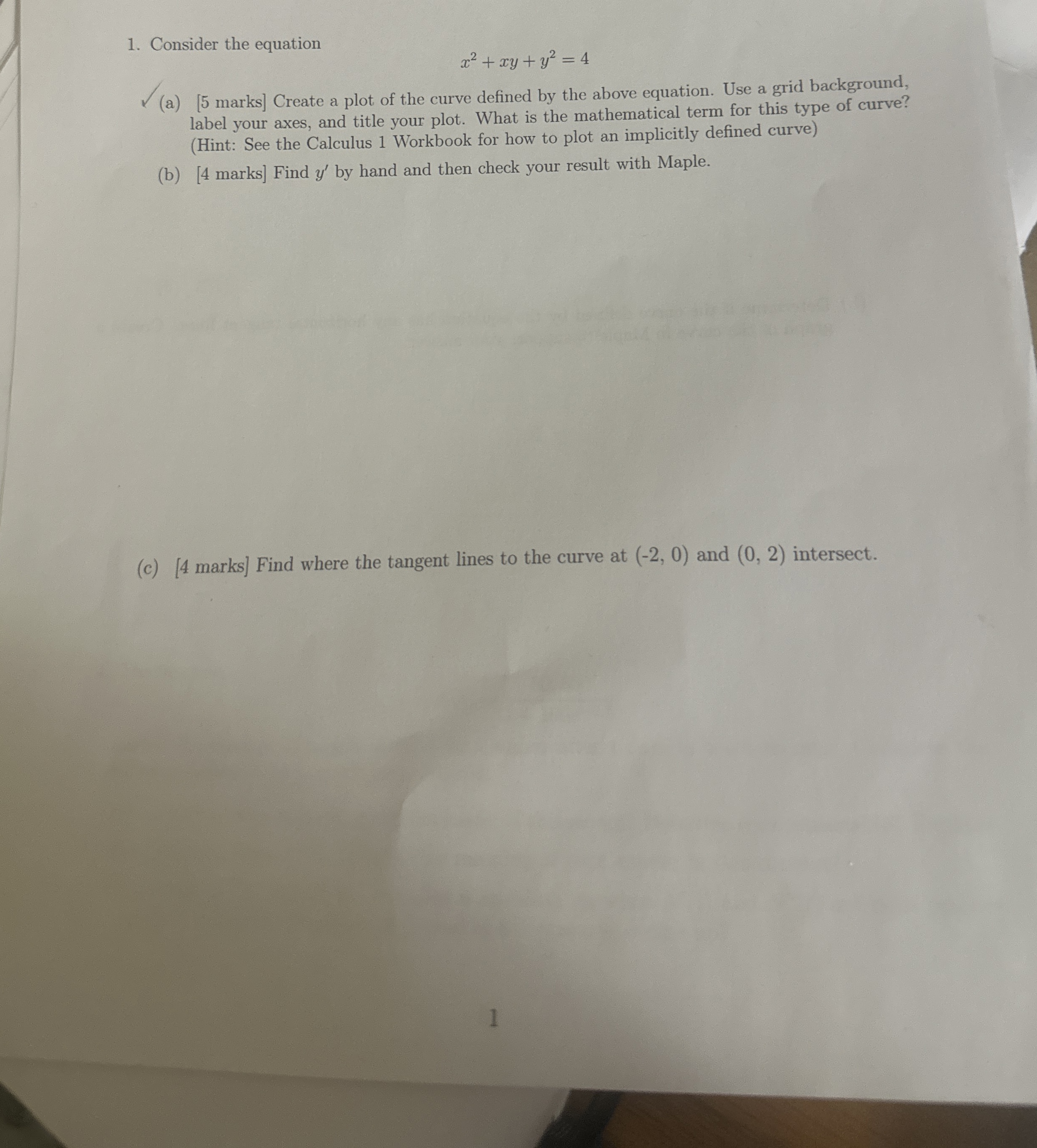 Solved Consider the equationx2+xy+y2=4(a) [5 ﻿marks] ﻿Create | Chegg.com