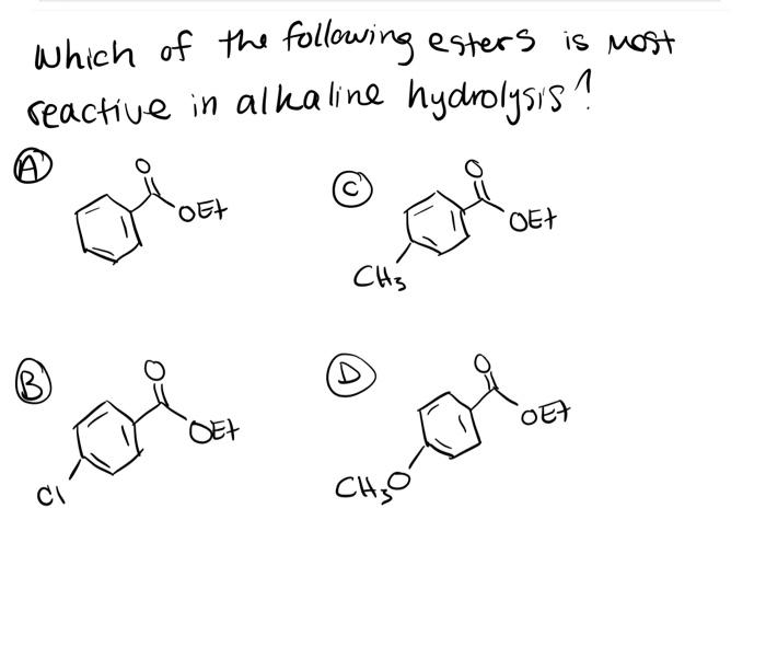 Solved which of the following esters is most reactive in | Chegg.com