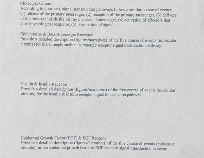 Solved Molecular Circuits According to your text, signal | Chegg.com