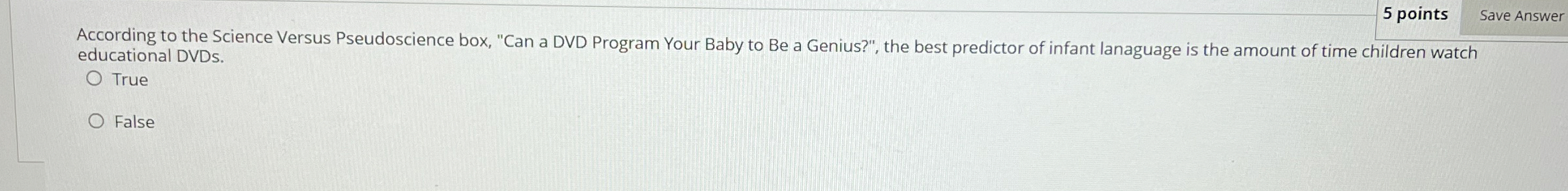 Solved 5 ﻿pointsSave AnswerAccording to the Science Versus | Chegg.com