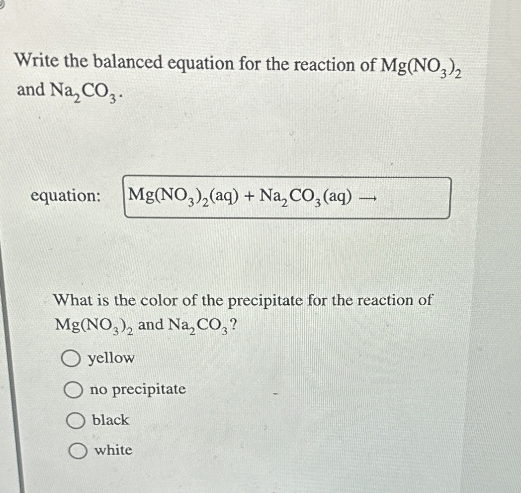 Solved Write the balanced equation for the reaction of | Chegg.com
