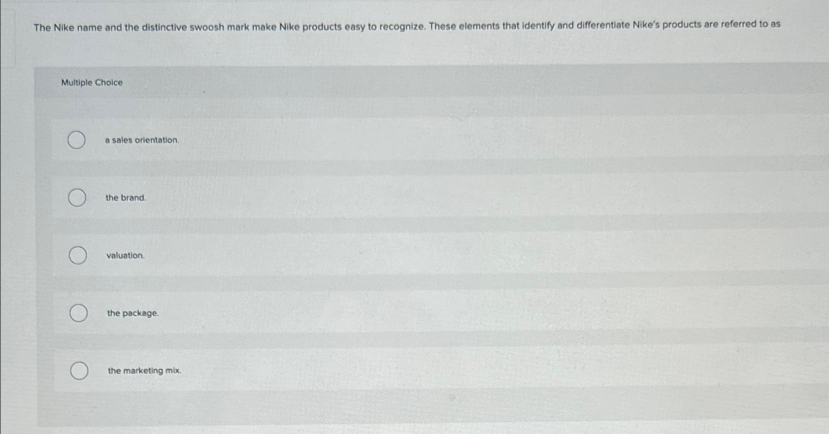 Solved The Nike name and the distinctive swoosh mark make | Chegg.com