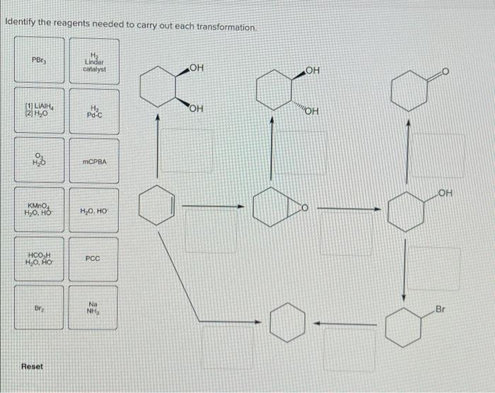 Solved Identify the reagents needed to carry out each | Chegg.com