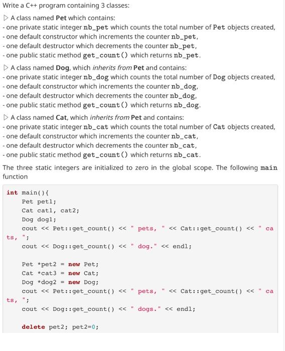 Solved Write a C++ program containing 3 classes: A class | Chegg.com