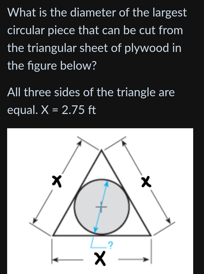 Solved What is the diameter of the largest circular piece | Chegg.com
