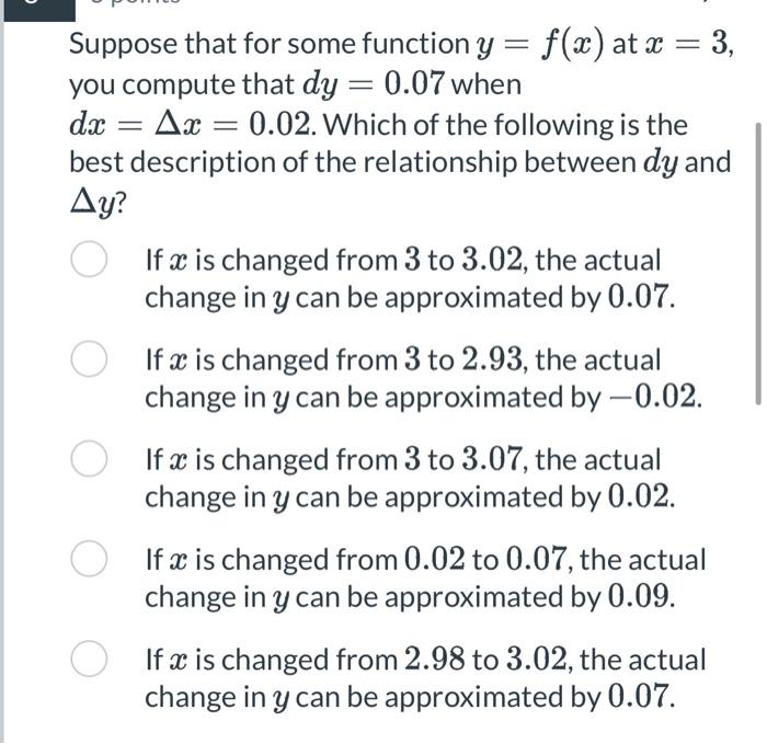 Solved Suppose that for some function y=f(x) at x=3, you | Chegg.com