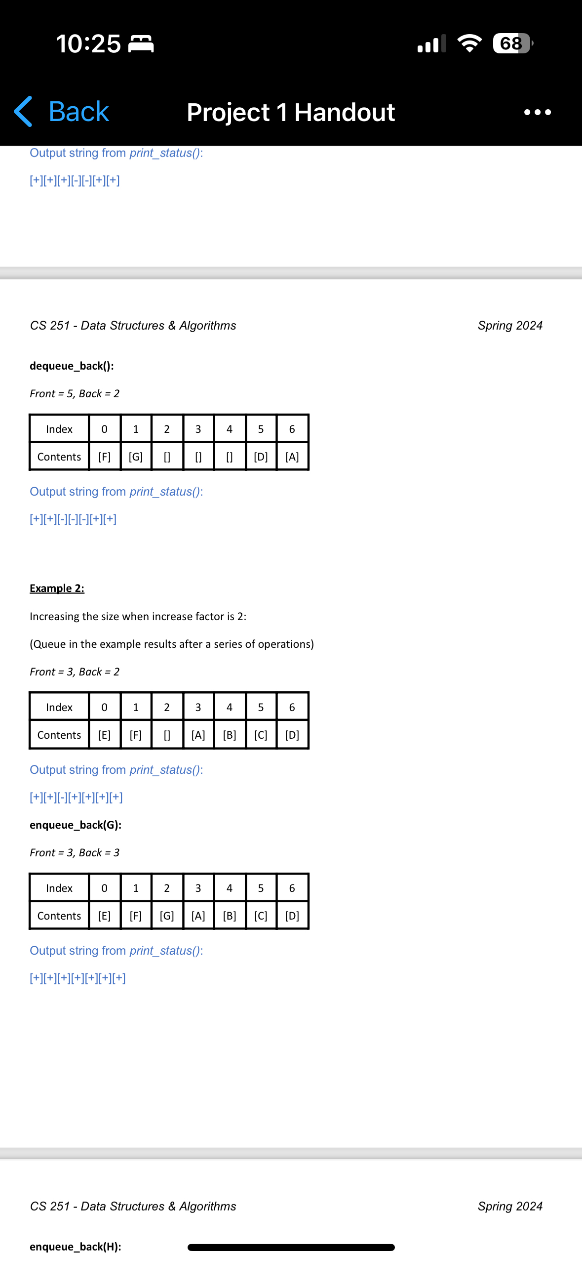 Solved 10:25m69Back Project 1 ﻿HandoutCS 251 - ﻿Data | Chegg.com