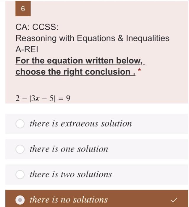 Solved 6 6 Ca Ccss Reasoning With Equations Inequalities Chegg