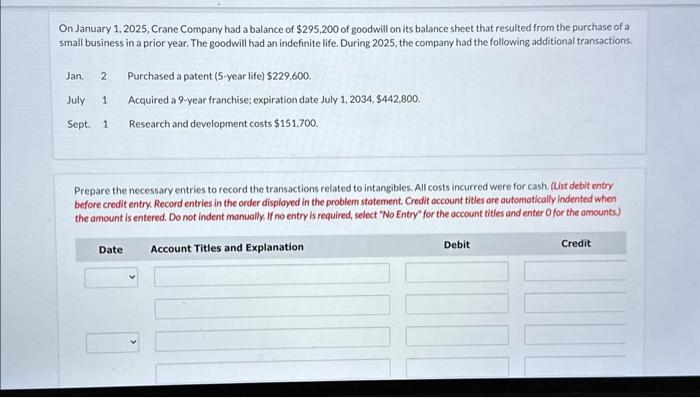 Make an entry as of December 31,2025, recording any | Chegg.com