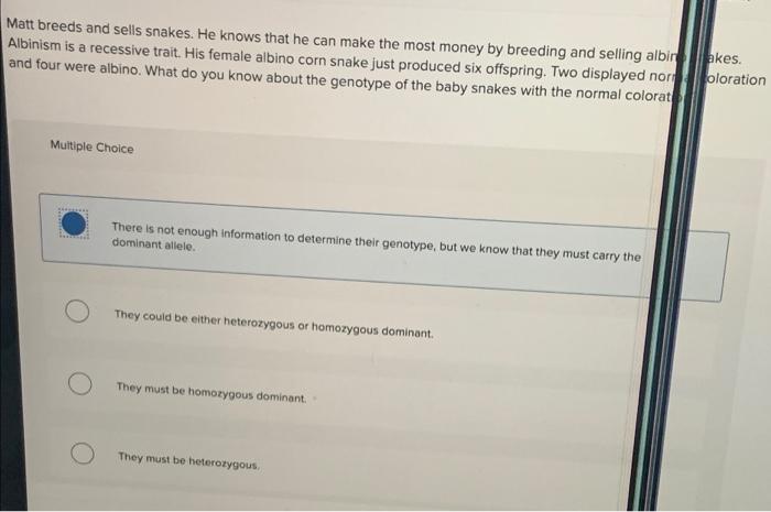 Solved Matt breeds and sells snakes. He knows that he can | Chegg.com