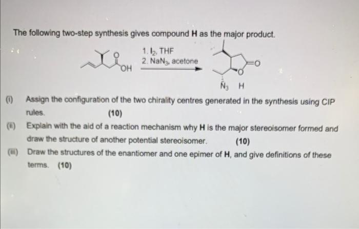 Solved The following two-step synthesis gives compound H as | Chegg.com