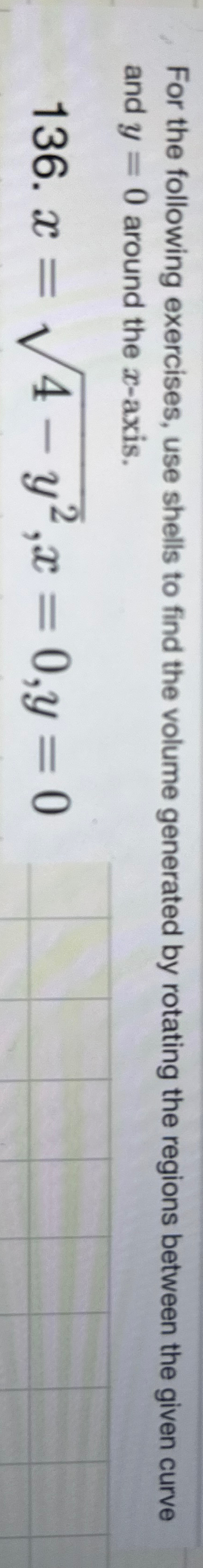 Solved For the following exercises, use shells to find the | Chegg.com