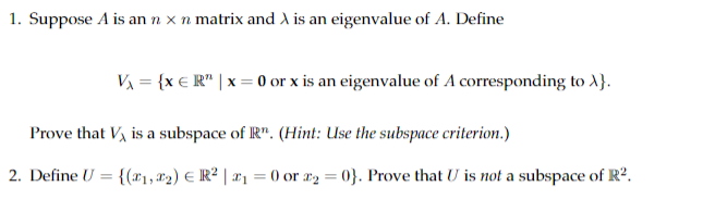 Solved Suppose A ﻿is an n×n ﻿matrix and λ ﻿is an eigenvalue | Chegg.com
