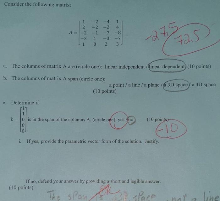 Solved Consider the following matrix: | Chegg.com