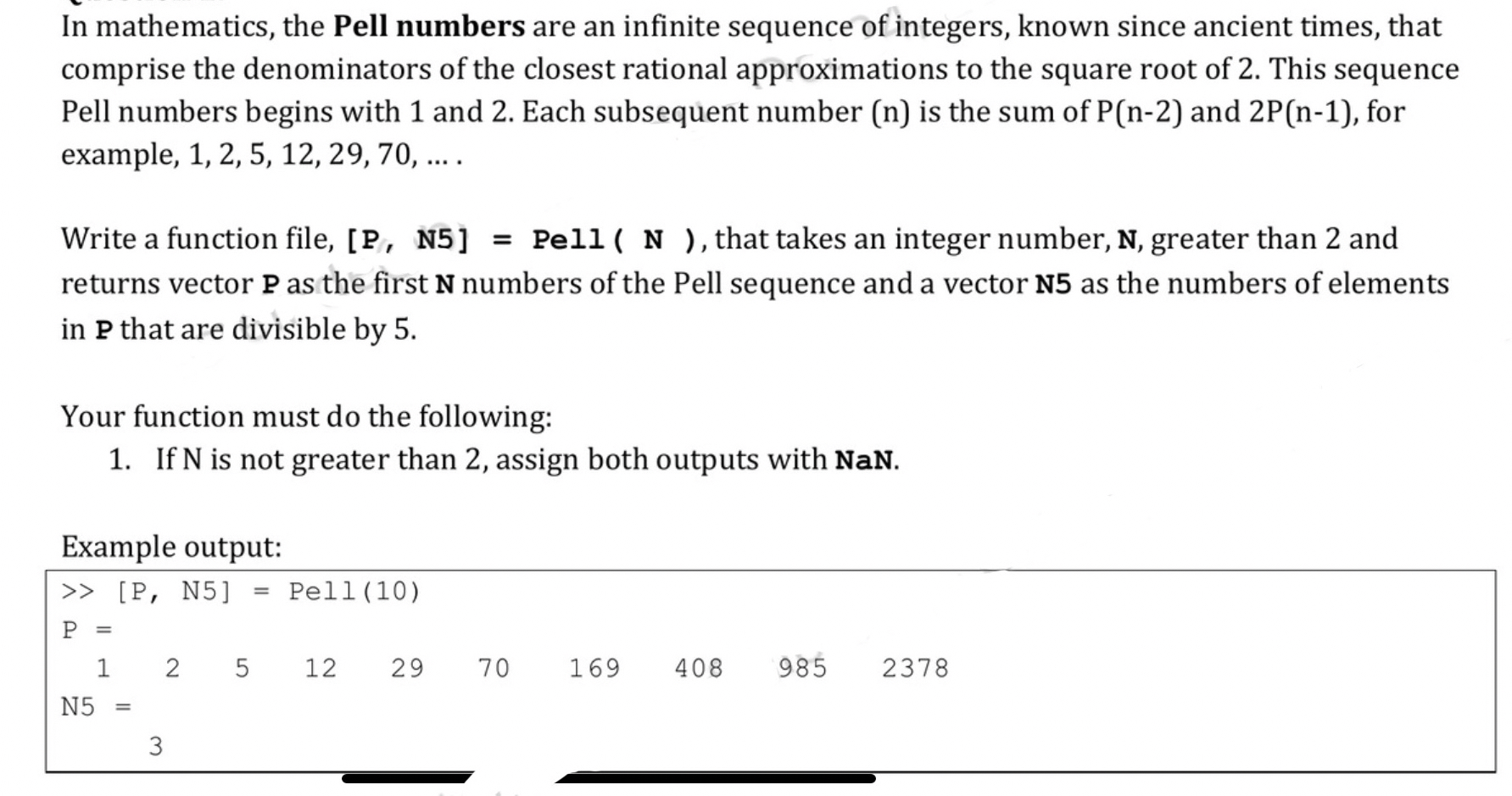 Solved In mathematics, the Pell numbers are an infinite | Chegg.com