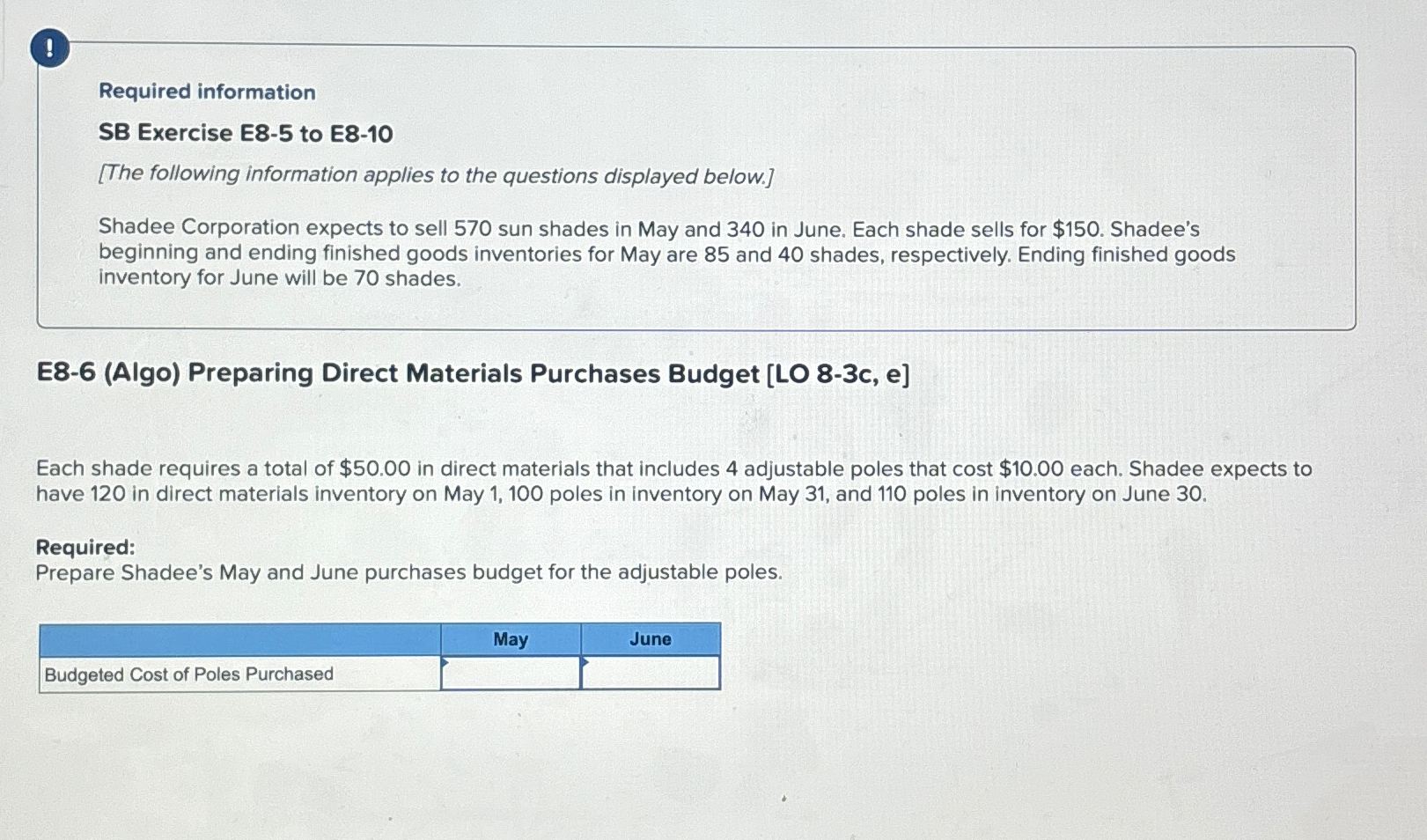 Solved (1)Required informationSB Exercise E8-5 ﻿to E8-10[The | Chegg.com
