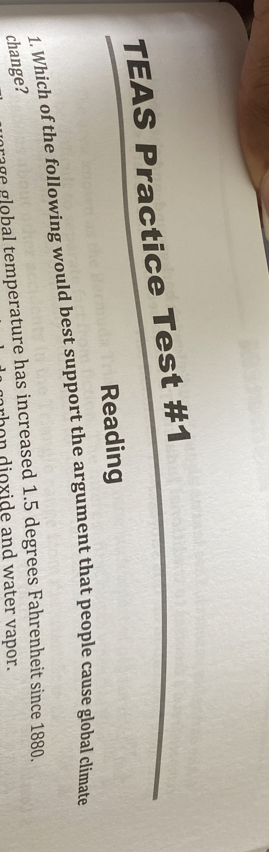 Solved TEAS Practice Test #1ReadingWhich of the following | Chegg.com