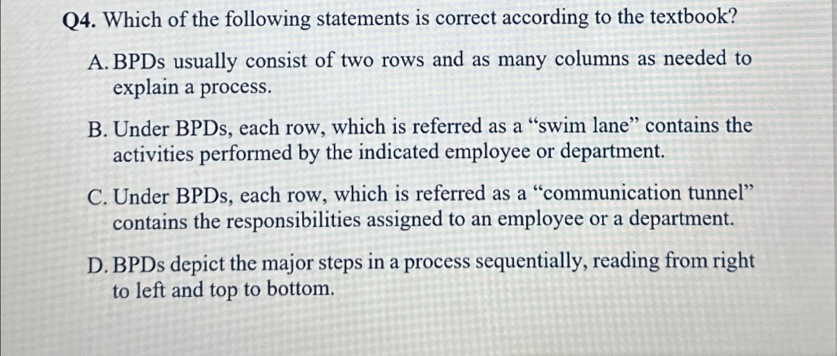 Solved Q4. ﻿Which of the following statements is correct | Chegg.com