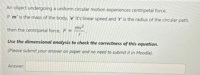 Solved An object undergoing a uniform circular motion | Chegg.com