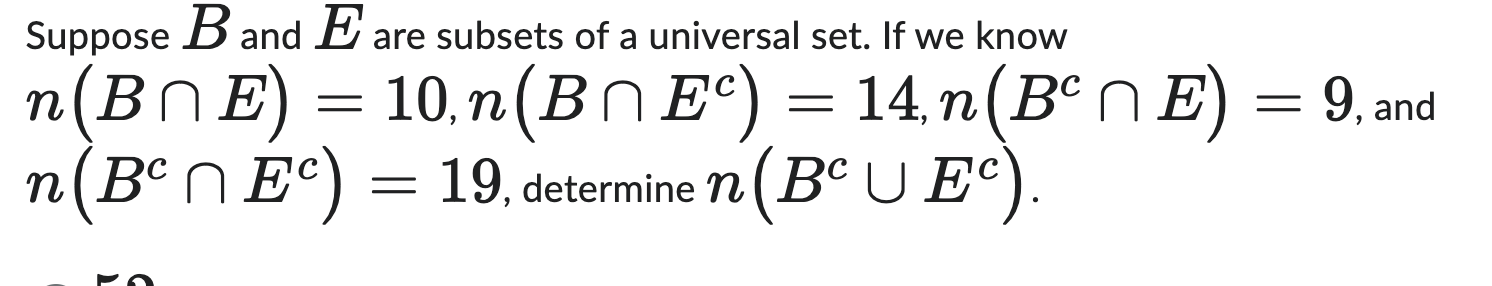 Solved Suppose and are subsets of ﻿a universal set. If we | Chegg.com