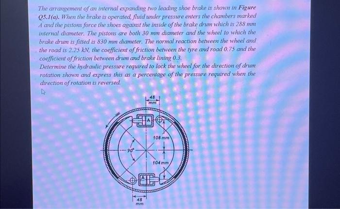 Solved The arrangement of an internal expanding two leading | Chegg.com