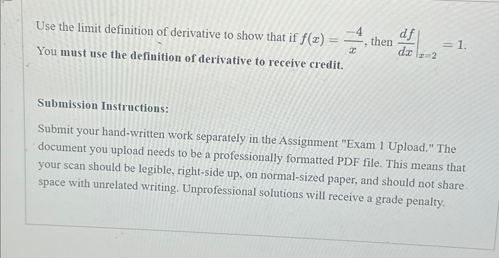 Solved Use the limit definition of derivative to show that | Chegg.com
