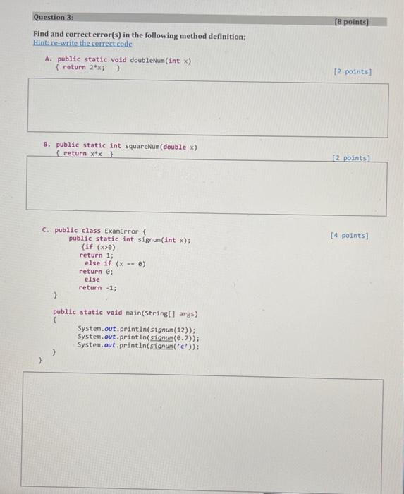 Solved Question 3: [8 points] Find and correct error(s) in | Chegg.com