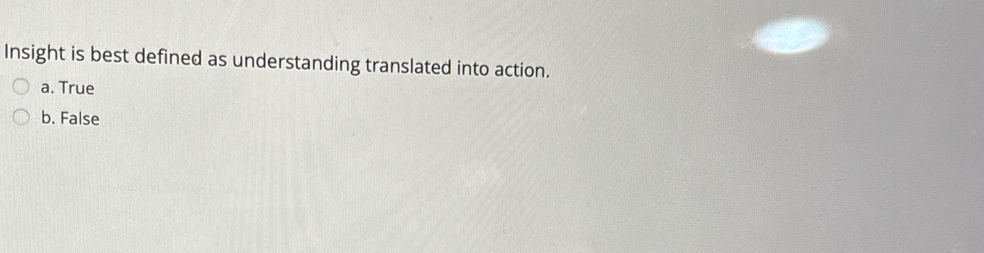Solved Insight is best defined as understanding translated | Chegg.com