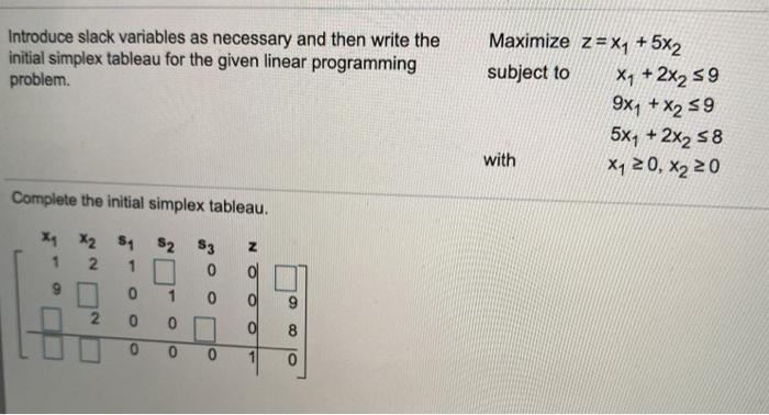 Solved Introduce slack variables as necessary and then write | Chegg.com