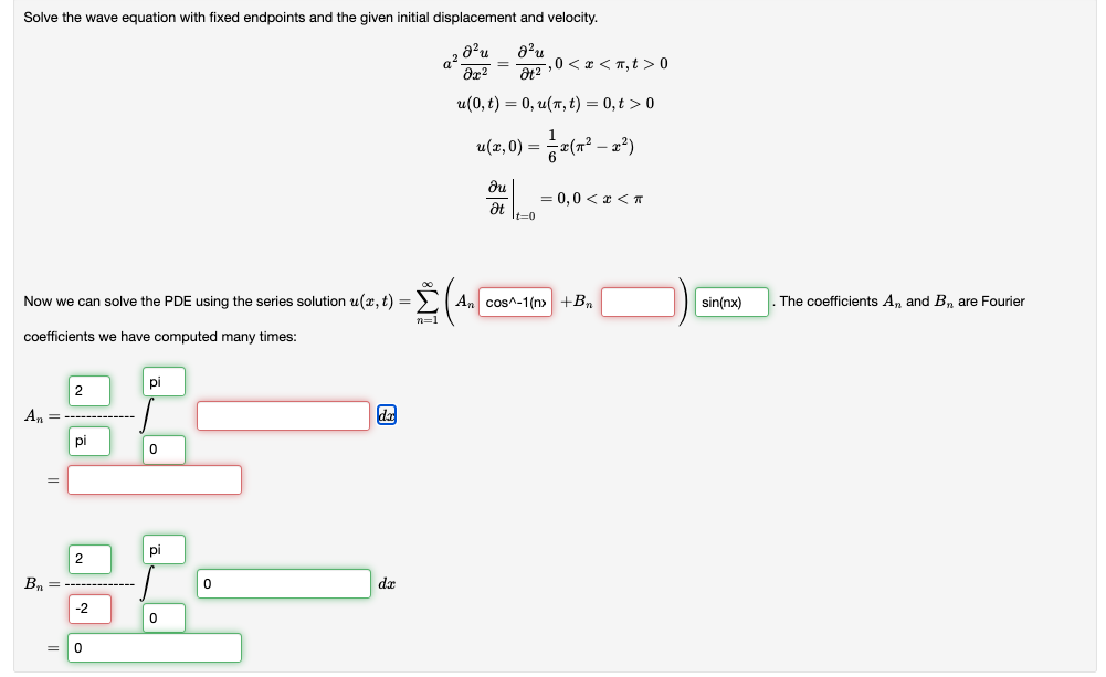 Solved Solve the wave equation with fixed endpoints and the | Chegg.com