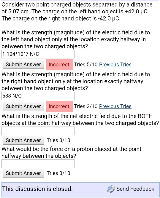 Solved Consider two point charged objects separated by a | Chegg.com