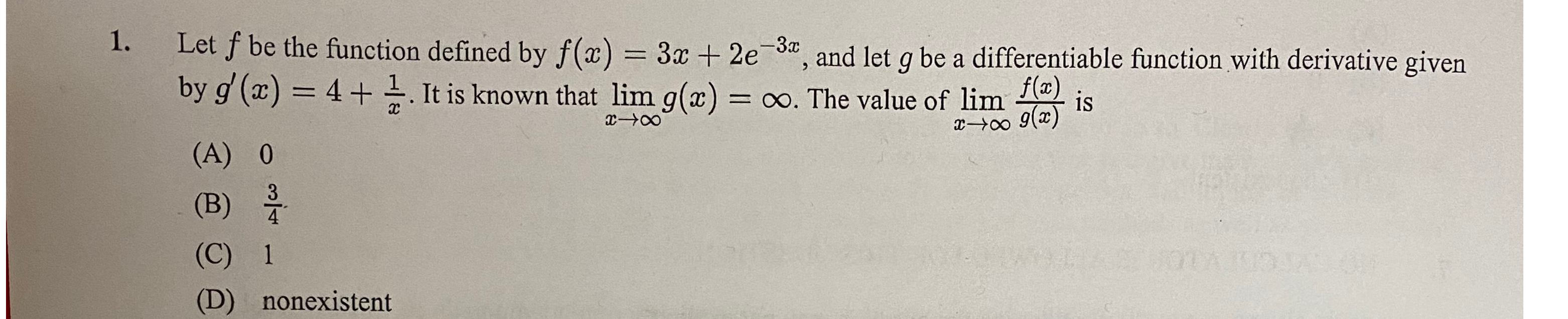 Solved Let f ﻿be the function defined by f(x)=3x+2e-3x, ﻿and | Chegg.com