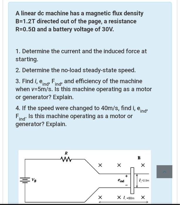 Solved A linear dc machine has a magnetic flux density | Chegg.com